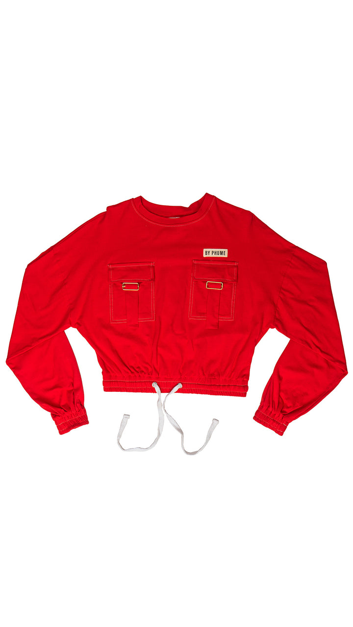 Red - Cropped Sweater │BY PHUME